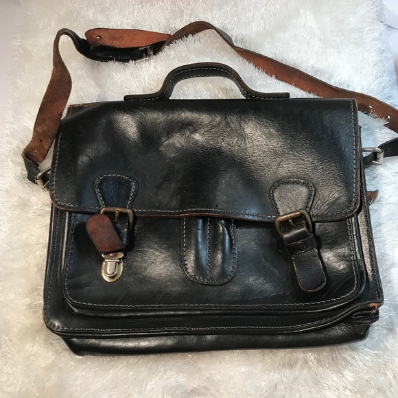 Bags | Mens Briefcase Worn In Look Leather | Poshmark